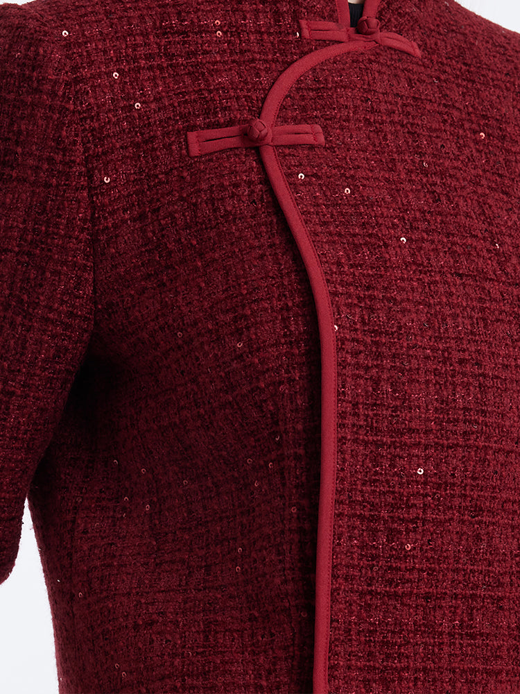 New Chinese-Style Mandarin Collar Crop Jacket And Skirt Two-Piece Set ...