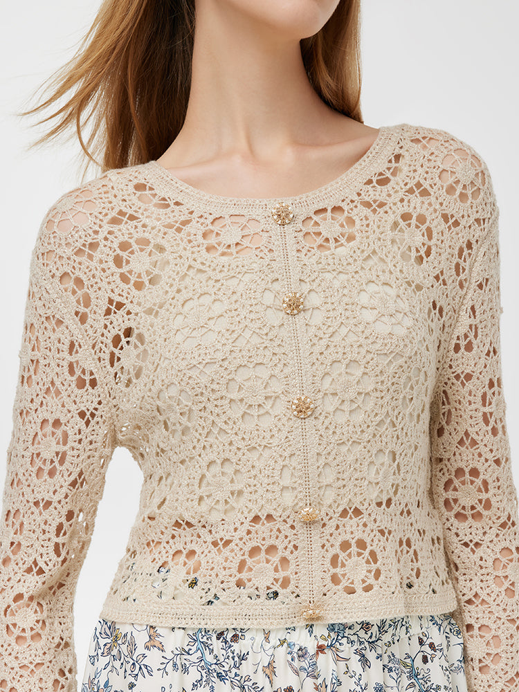 Wool Openwork Women Crop Knit Top With Camisole – GOELIA