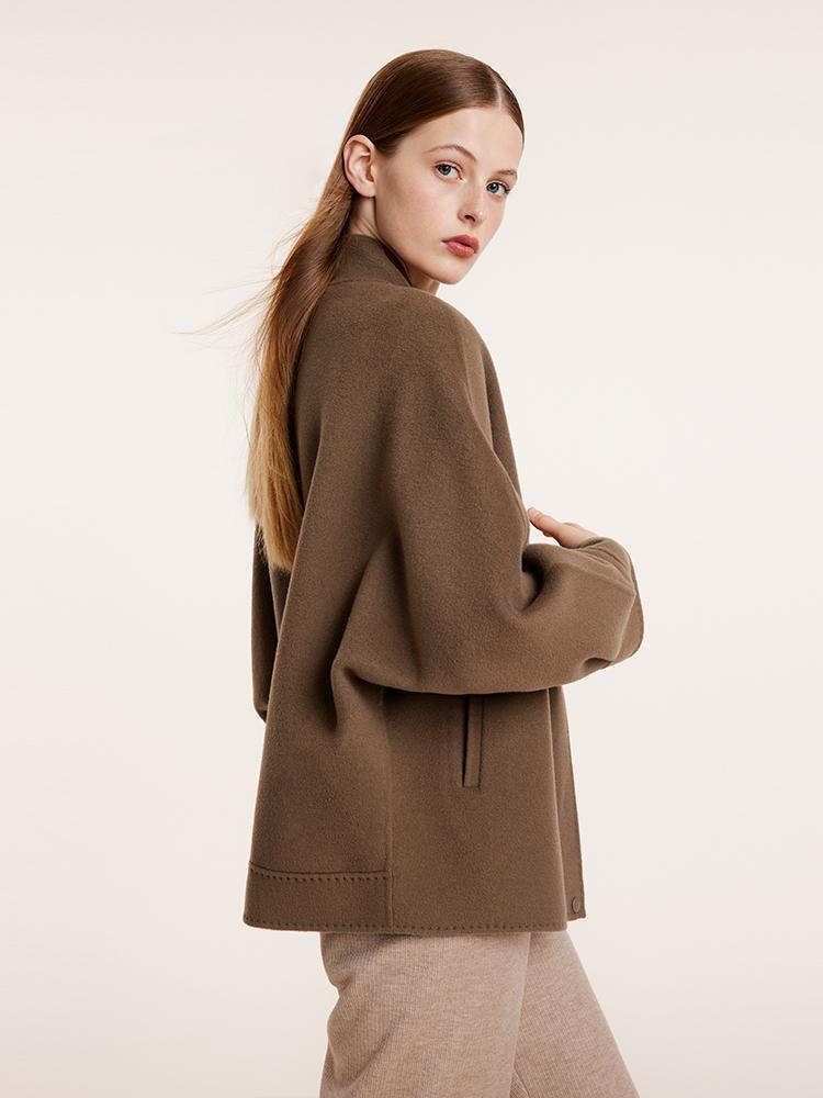 Brown Tencel Wool Mid-Length Jacket – GOELIA