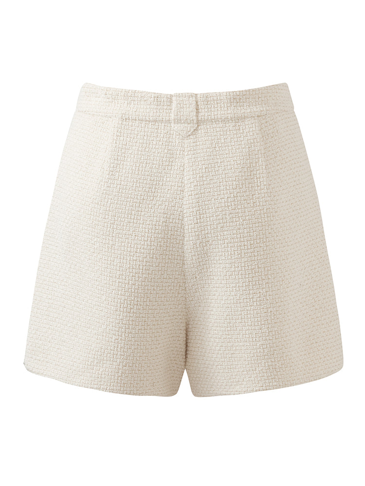 Ivory White Tweed A-Line Women Shorts – GOELIA