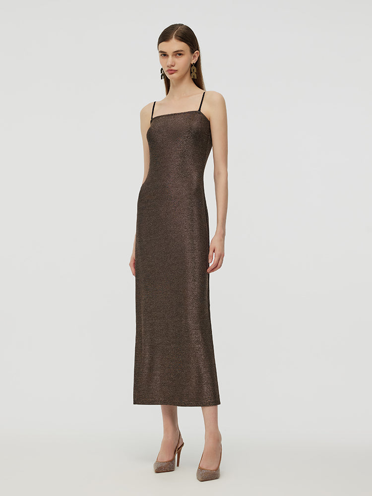 Glitter Women Party Slip Maxi Dress With Detachable Spaghetti Strap ...