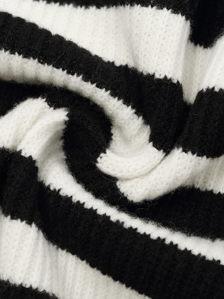 Woolen Knitted Stripe Women Cardigan – GOELIA