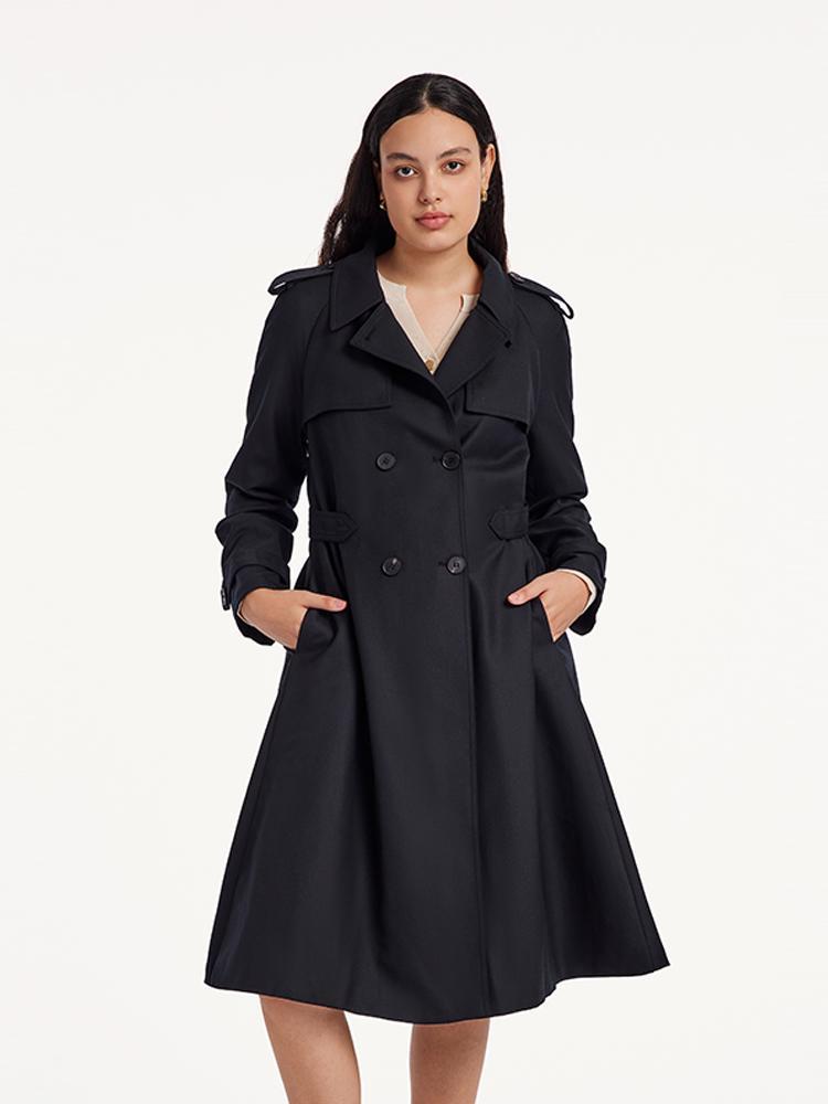 Worsted Woolen Gathered Waist Women Trench Coat – GOELIA