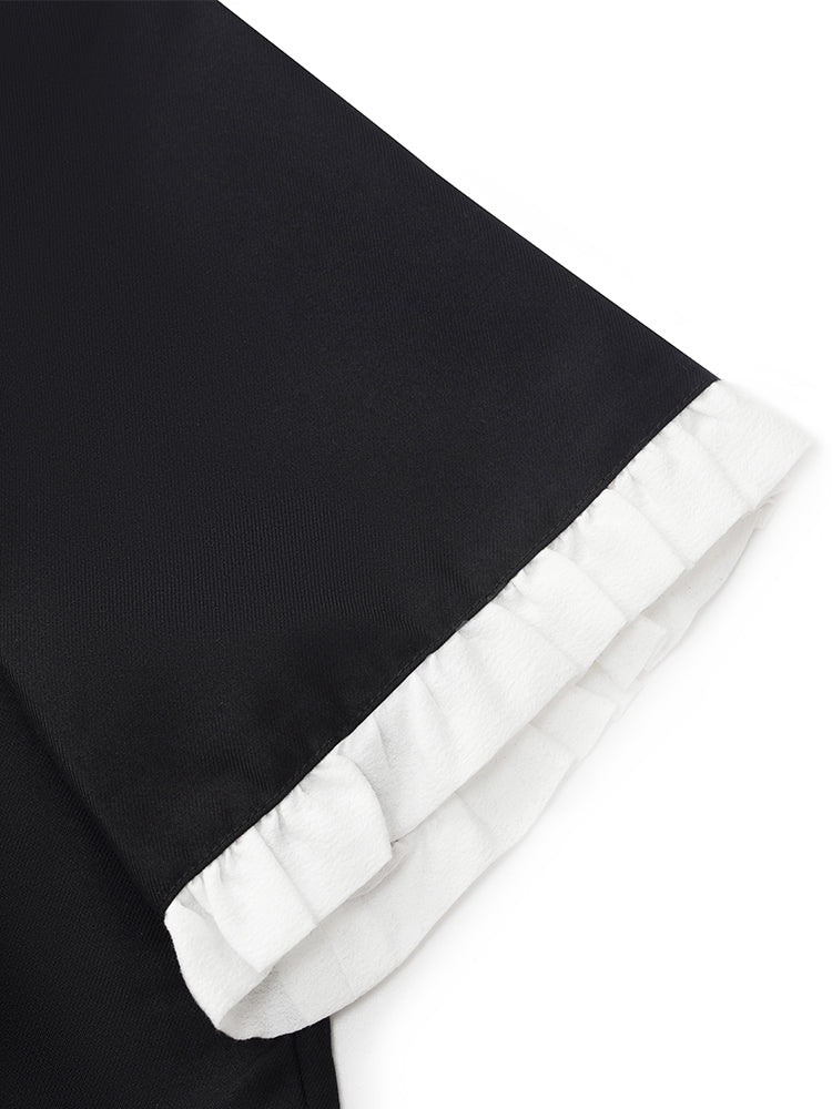 Ruffle Trim Pearl Buttons Women Mini Dress – GOELIA