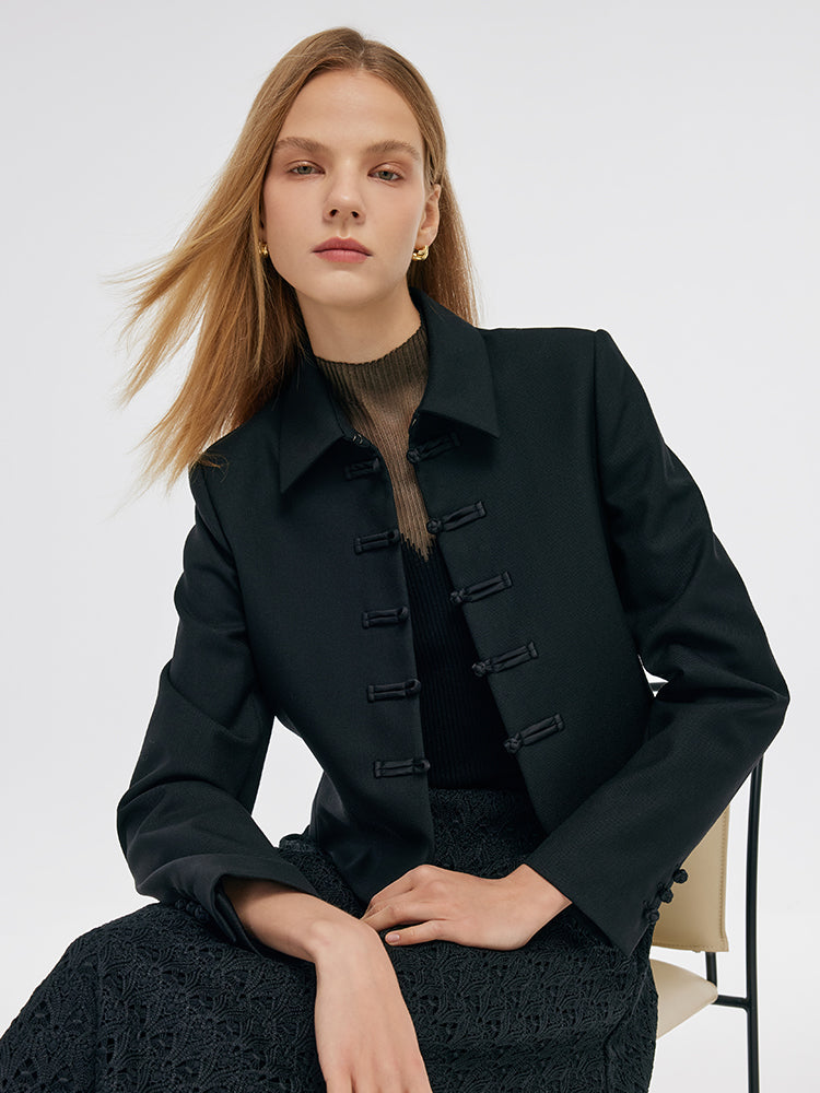 Wool Blend New Chinese-Style Women Crop Jacket – GOELIA