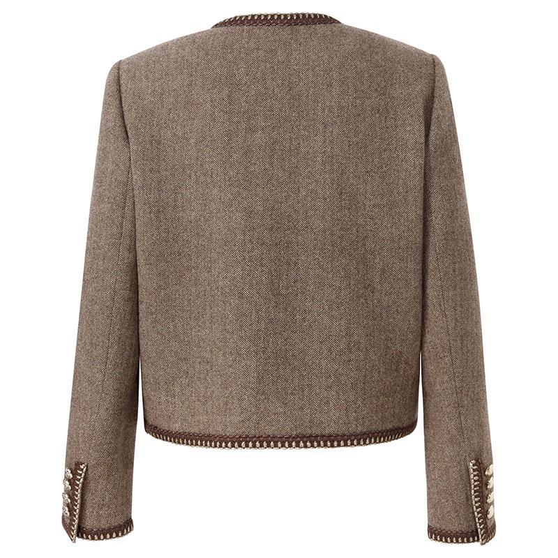 Retro Brown Washable Woolen Jacket – GOELIA