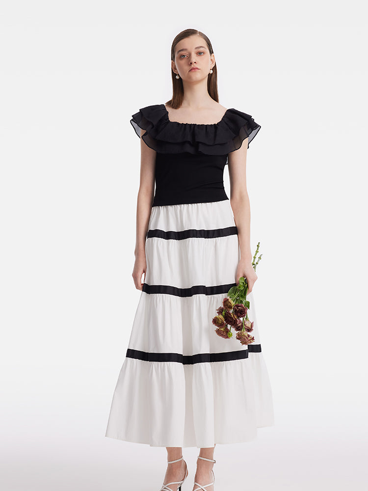 Ruffle Top And Tiered Maxi Skirt Two-Piece Set – GOELIA