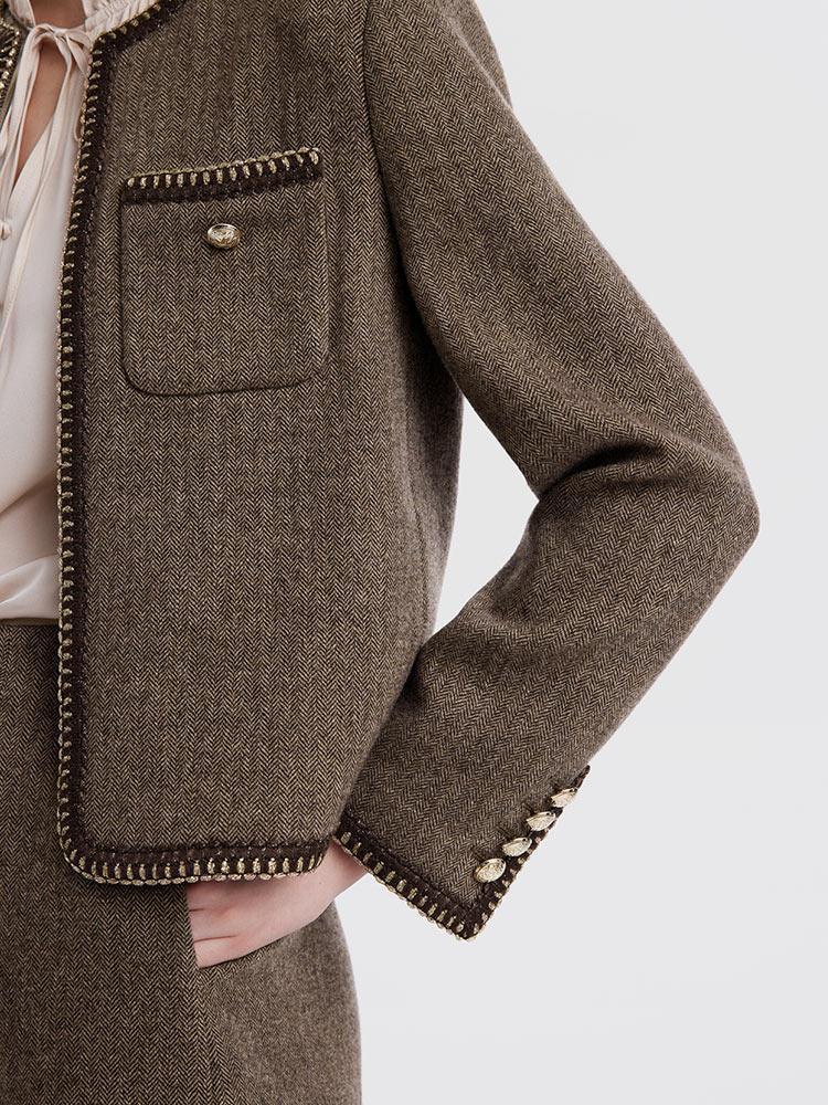 Retro Brown Washable Woolen Jacket – GOELIA