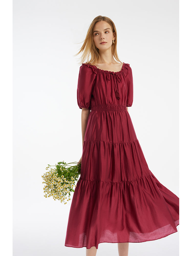 Tencel Ruffle Tiered Women Maxi Dress – GOELIA