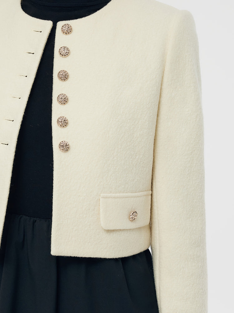 Wool Crop Jacket And Midi Dress Two-Piece Set – GOELIA