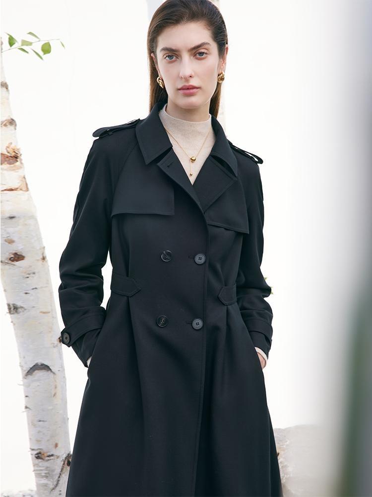 Worsted Woolen Gathered Waist Women Trench Coat – GOELIA