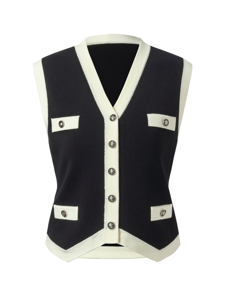 Tencel Blend Contrast Trim Women Knit Vest – GOELIA