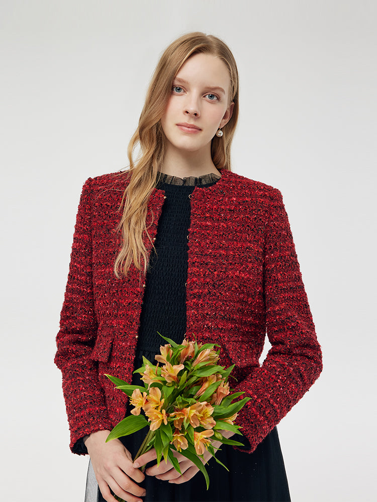 Wool Blend Tweed Women Crop Jacket – GOELIA