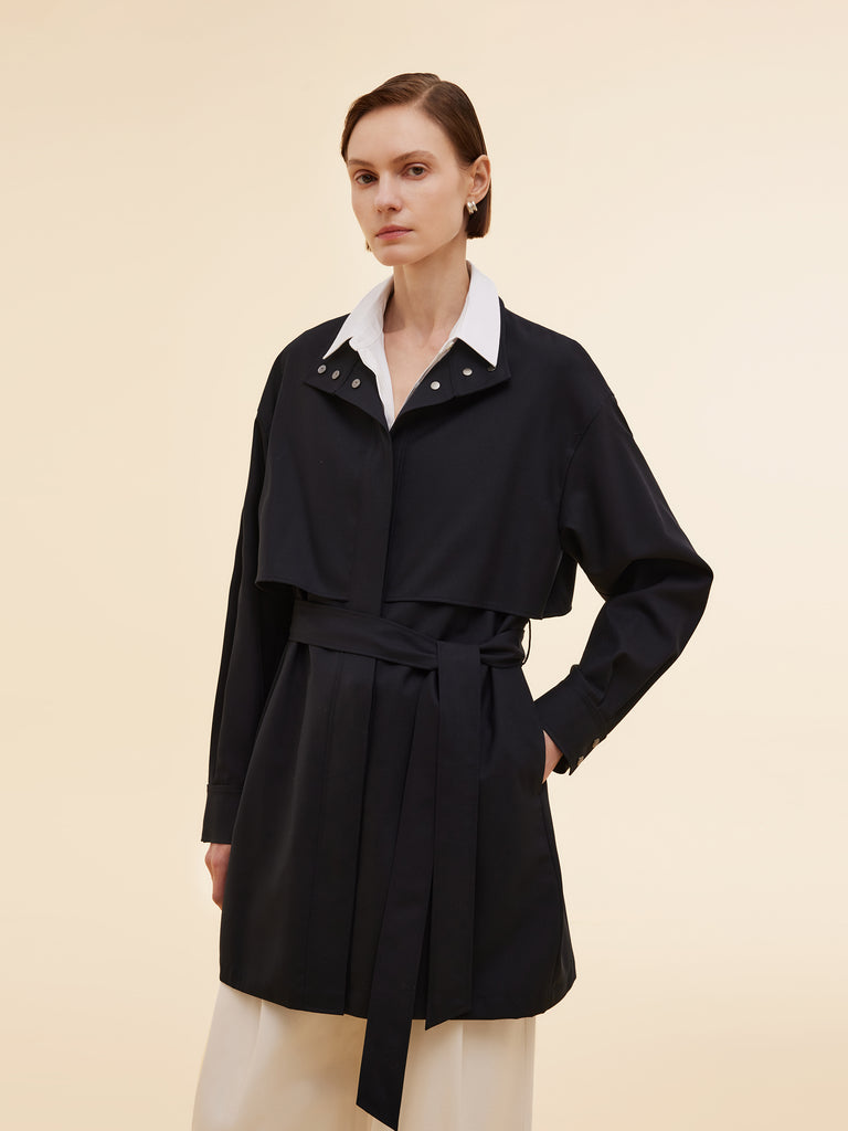Worsted Wool Blend Women Trench Coat – GOELIA