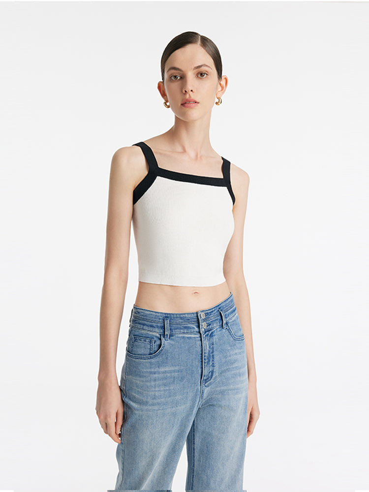 Contrast Trim Knitted Cardigan And Camisole Two-Piece Set – GOELIA