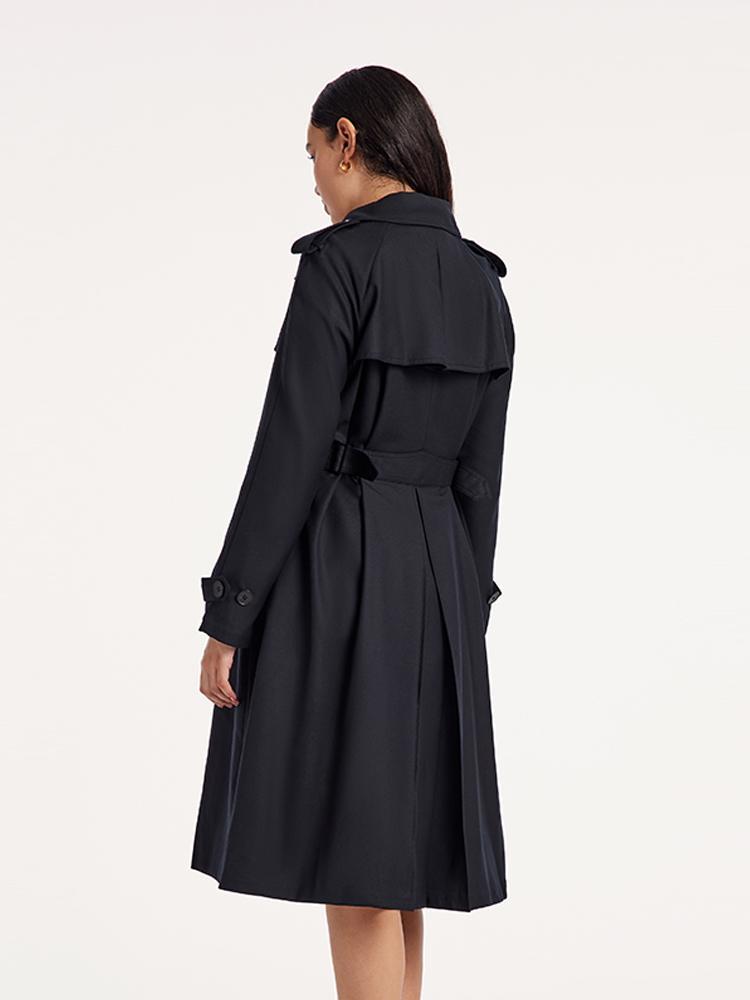 Worsted Woolen Gathered Waist Women Trench Coat – GOELIA