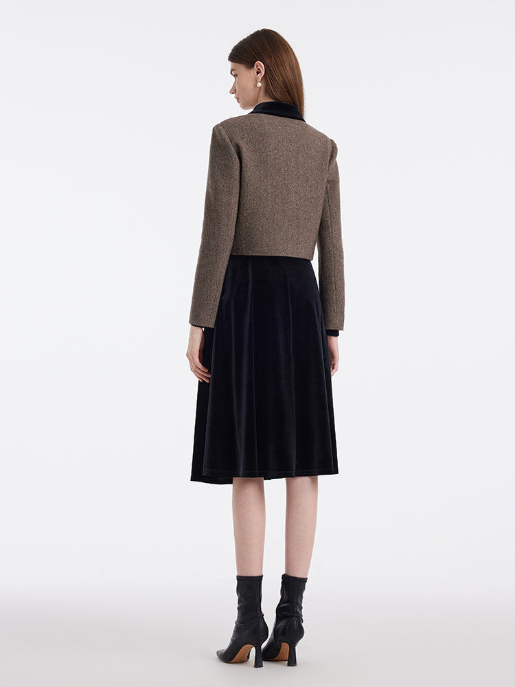Washable Wool Double-Breasted Jacket And Skirt Two-Piece Set – GOELIA