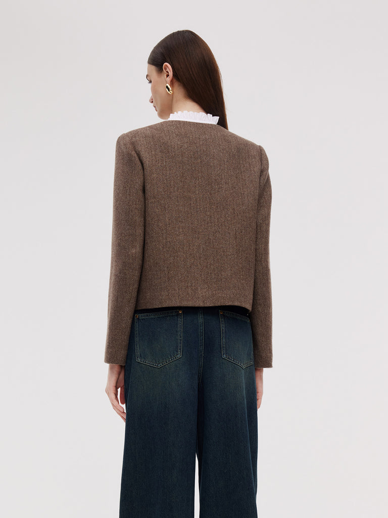 Washable Wool Round Neck Straight Fit Women Jacket – GOELIA