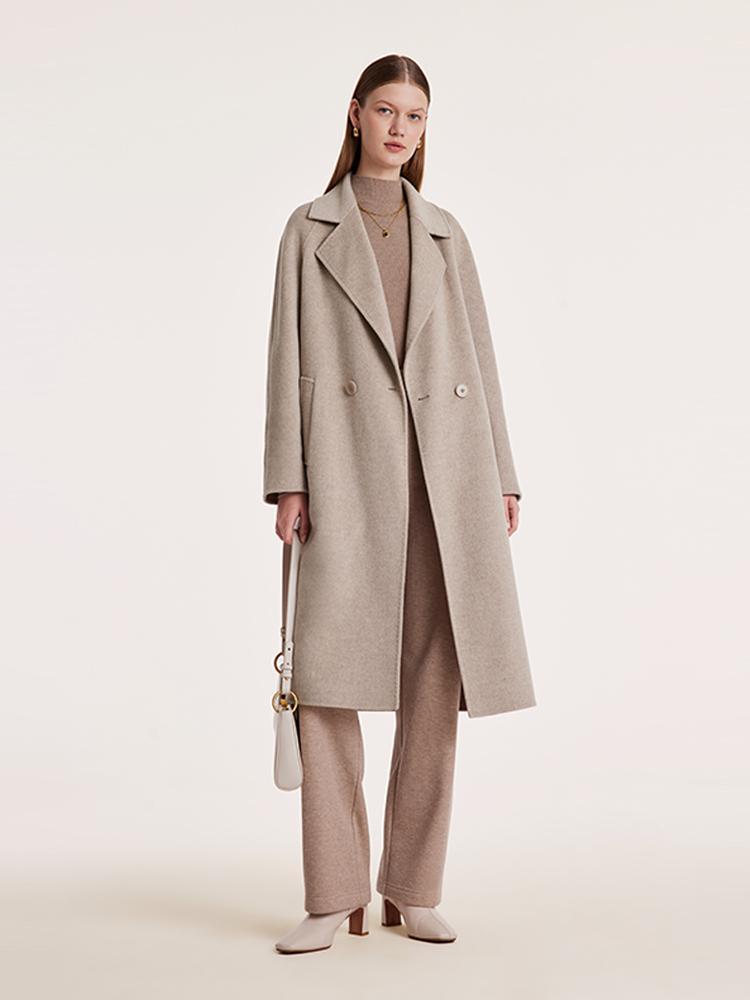 Cashmere Wool Notched Lapel Double-Faced Women Coat – GOELIA