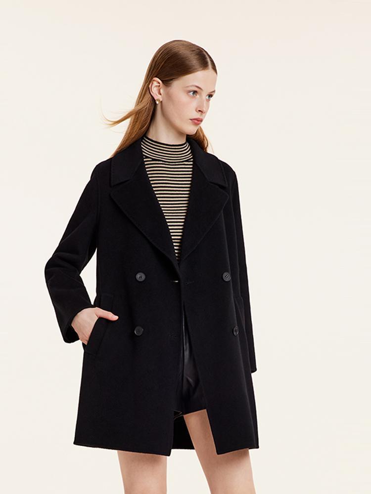 Wool And Cashmere Double-Faced Notched Lapel Women Coat – GOELIA