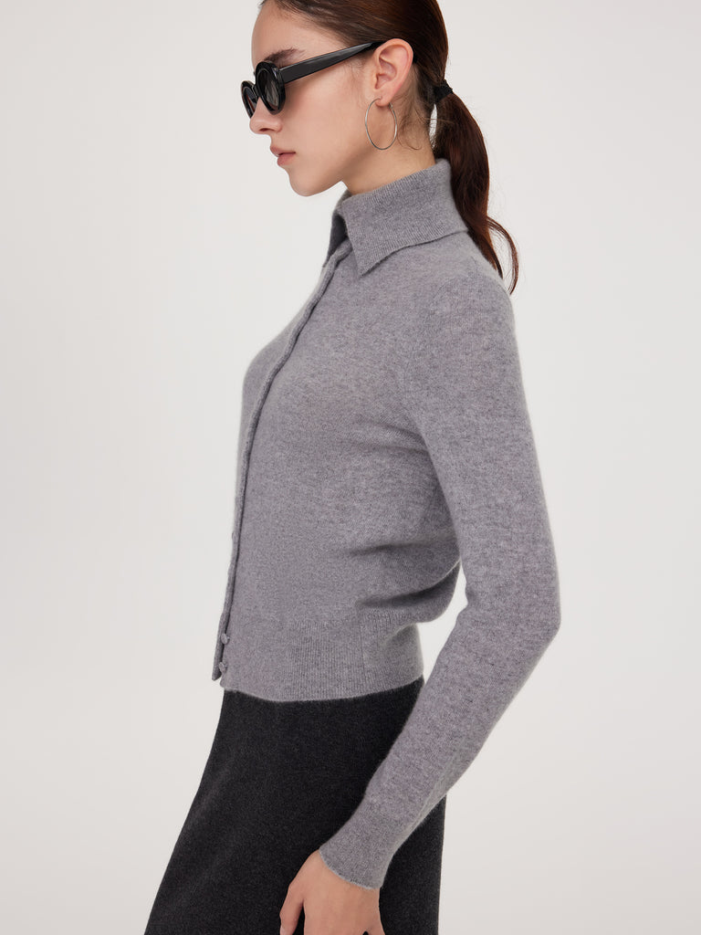 100% Cashmere Folded Collar Women Cardigan – GOELIA