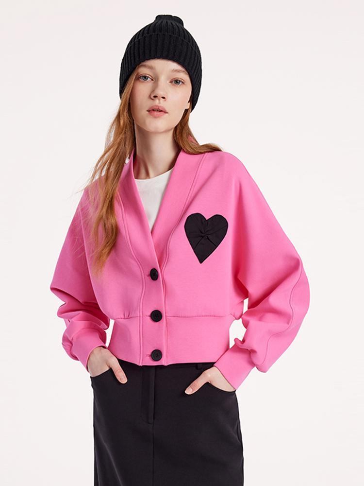 Pink Air Layer Heart Crop Women Jacket – GOELIA