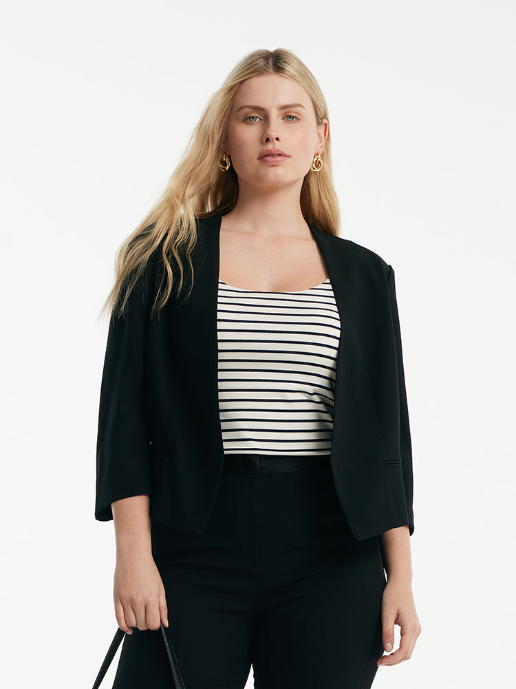 Triacetate 3/4 Sleeves Women Crop Blazer – GOELIA