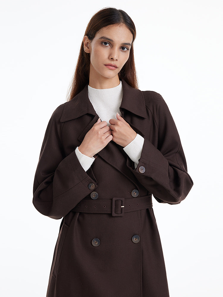 Brown Worsted Wool Trench Coat – GOELIA