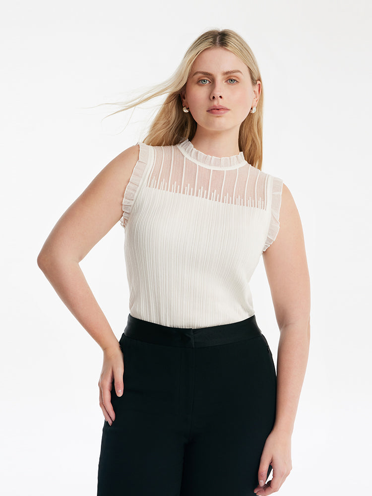 Tencel And Woolen Lace Ruffle Women Tank Top – GOELIA