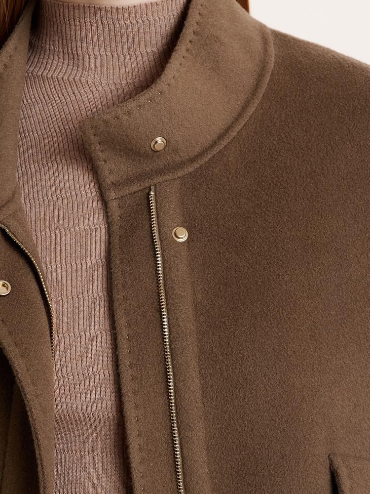 Brown Tencel Wool Mid-Length Jacket – GOELIA