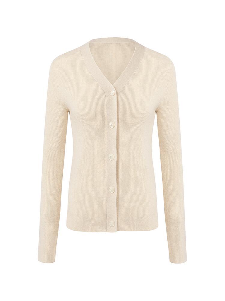 Beige Seamless Cashmere Lady Cardigan – GOELIA
