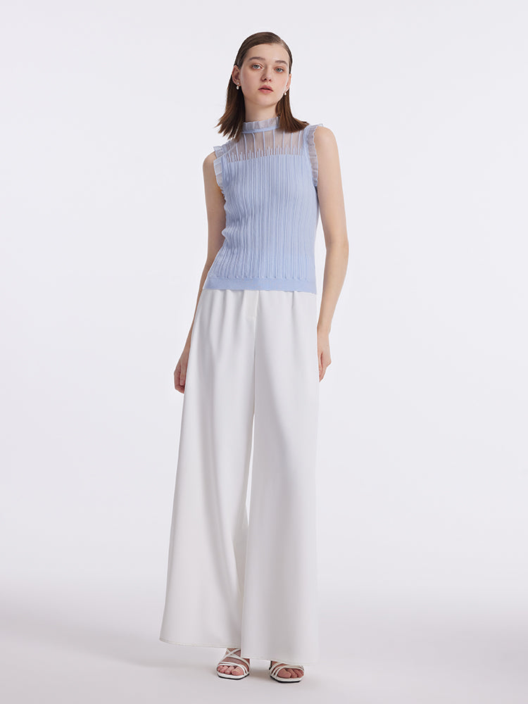Tencel And Woolen Lace Ruffle Women Tank Top – GOELIA