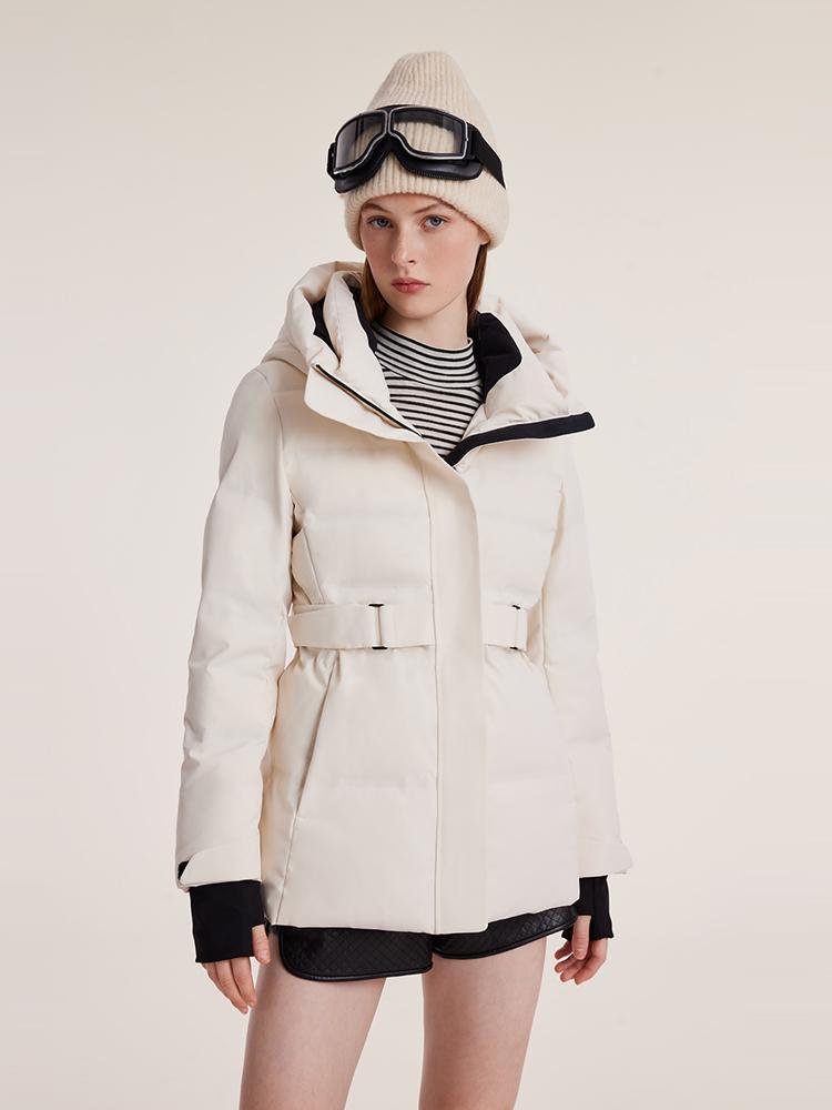 Hooded Gathered Waist Short Goose Down Garment – GOELIA