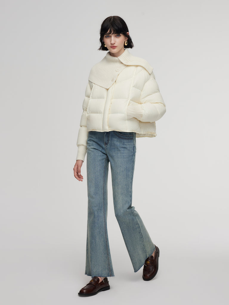 Cocoon Knitted Convertible Collar Goose Down Jacket – GOELIA