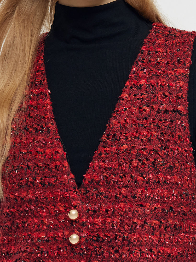 Wool Blend Tweed Mini Dress And Knit Top Two-Piece Set – GOELIA