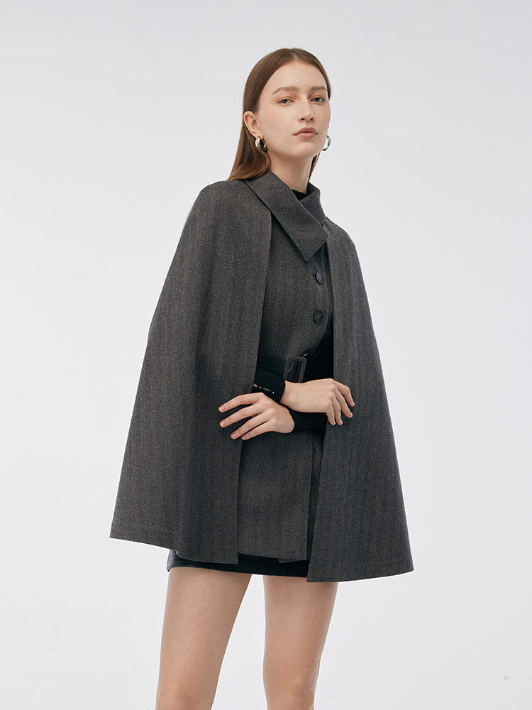 100% Washable Wool Cape And Vest Two-Piece Set – GOELIA