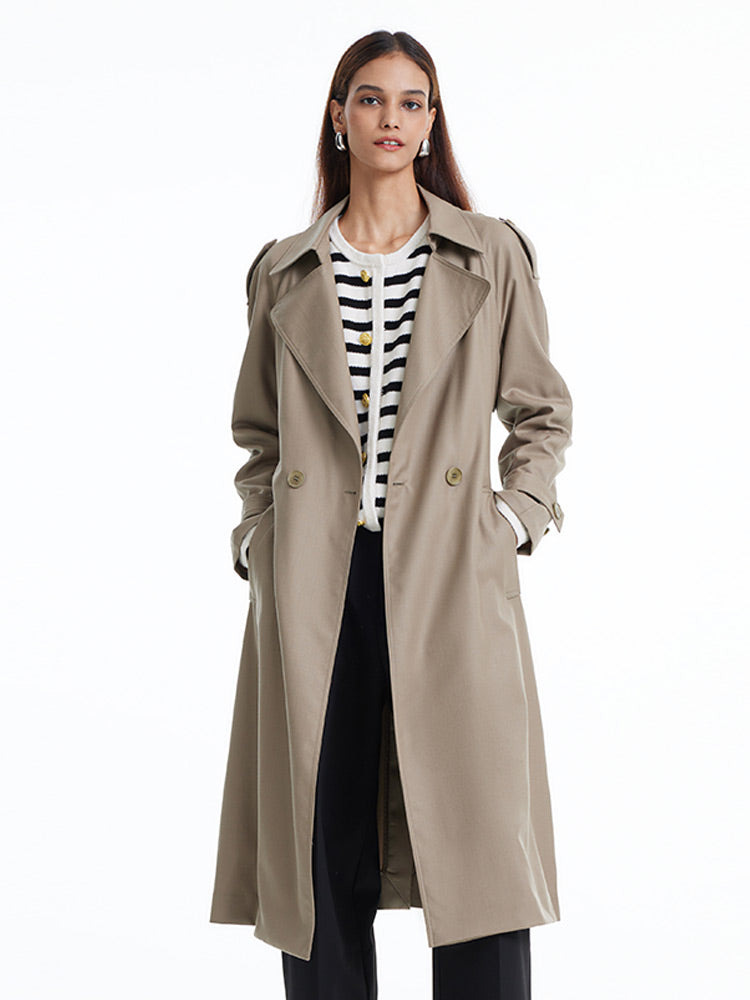 Worsted Woolen Double-Breasted Trench Coat – GOELIA