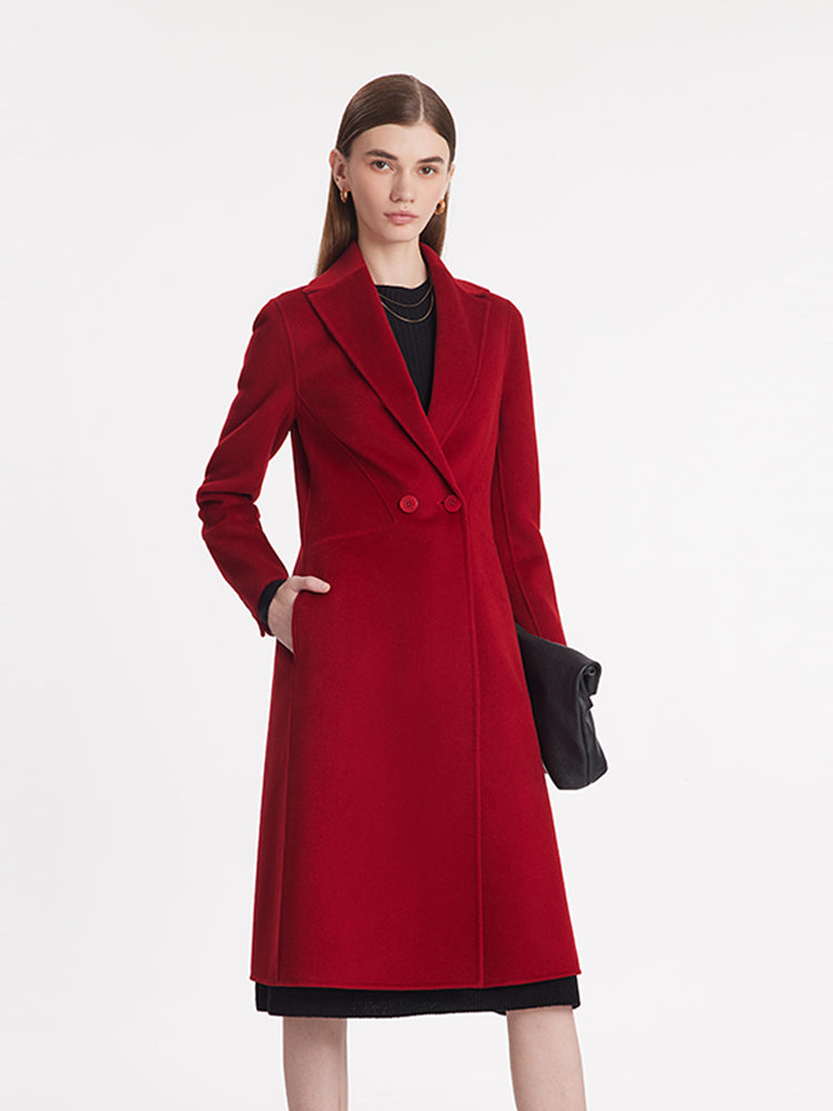 Double-Faced Wool And Silk Blend Lapel Women Coat – GOELIA