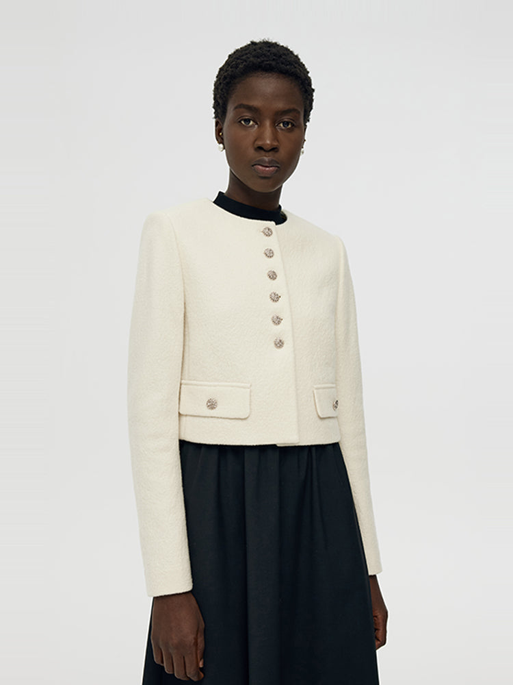 Wool Crop Jacket And Midi Dress Two-Piece Set – GOELIA