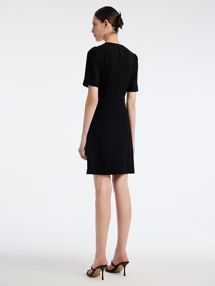 Black Triacetate Button Front Mini Dress – GOELIA