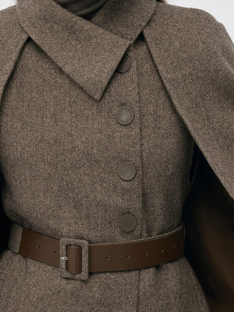 100% Washable Wool Cape And Vest Two-Piece Set – GOELIA