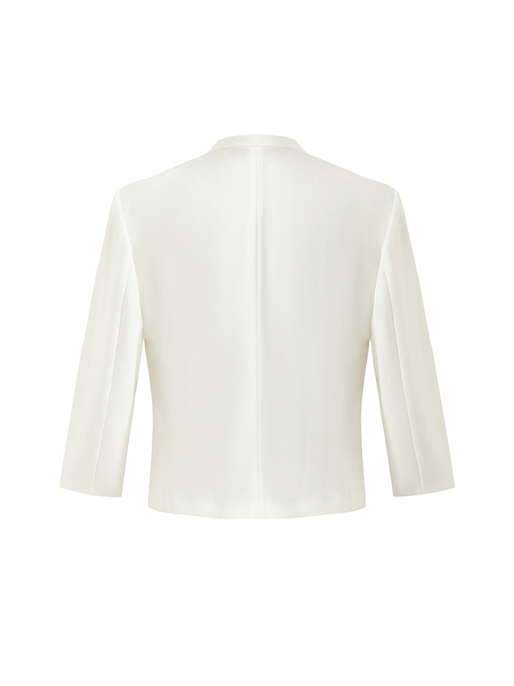 Triacetate 3/4 Sleeves Women Crop Blazer – GOELIA