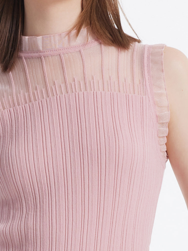 Tencel And Woolen Lace Ruffle Women Tank Top – GOELIA