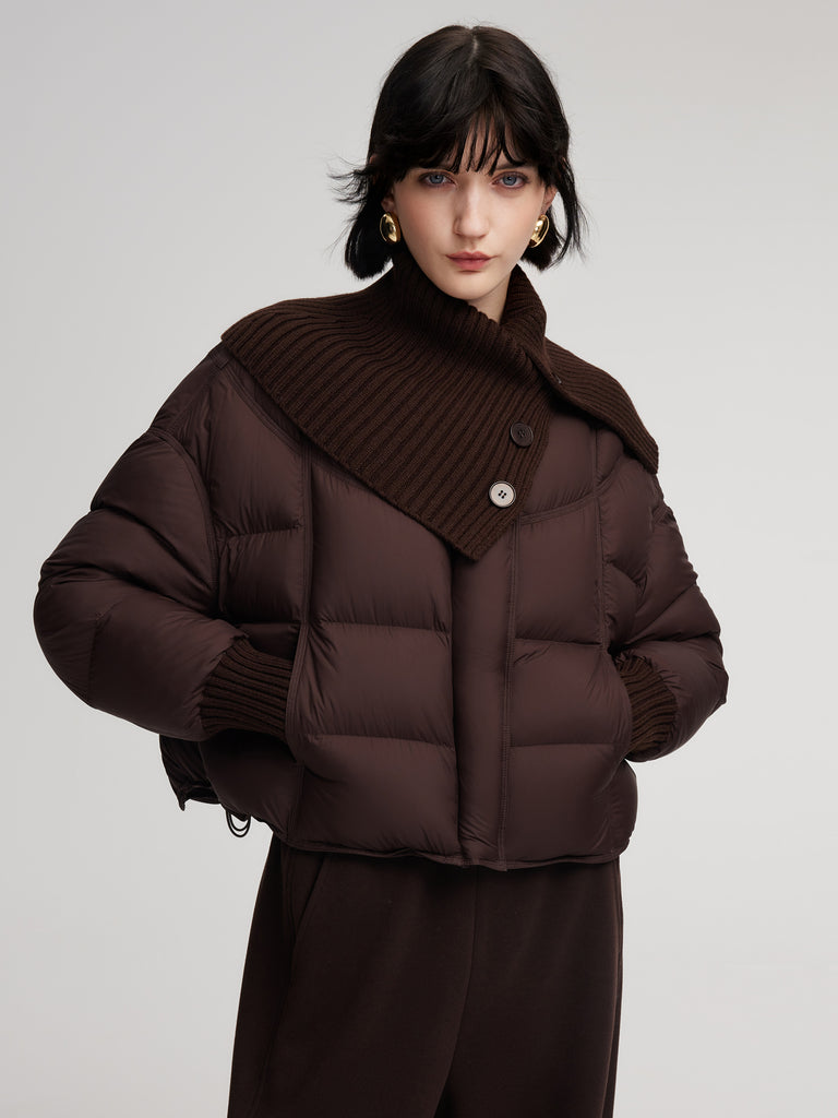 Cocoon Knitted Convertible Collar Goose Down Jacket – GOELIA