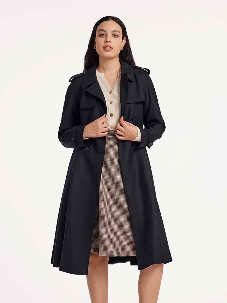 Worsted Woolen Gathered Waist Women Trench Coat – GOELIA