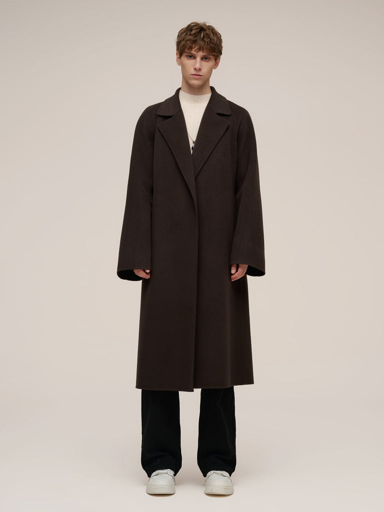 Cashmere Wool Blend Double-Faced Unisex Wrap Overcoat – GOELIA