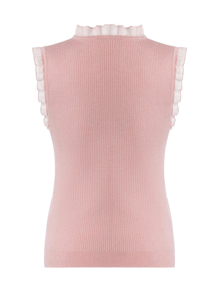 Tencel And Woolen Lace Ruffle Women Tank Top – GOELIA