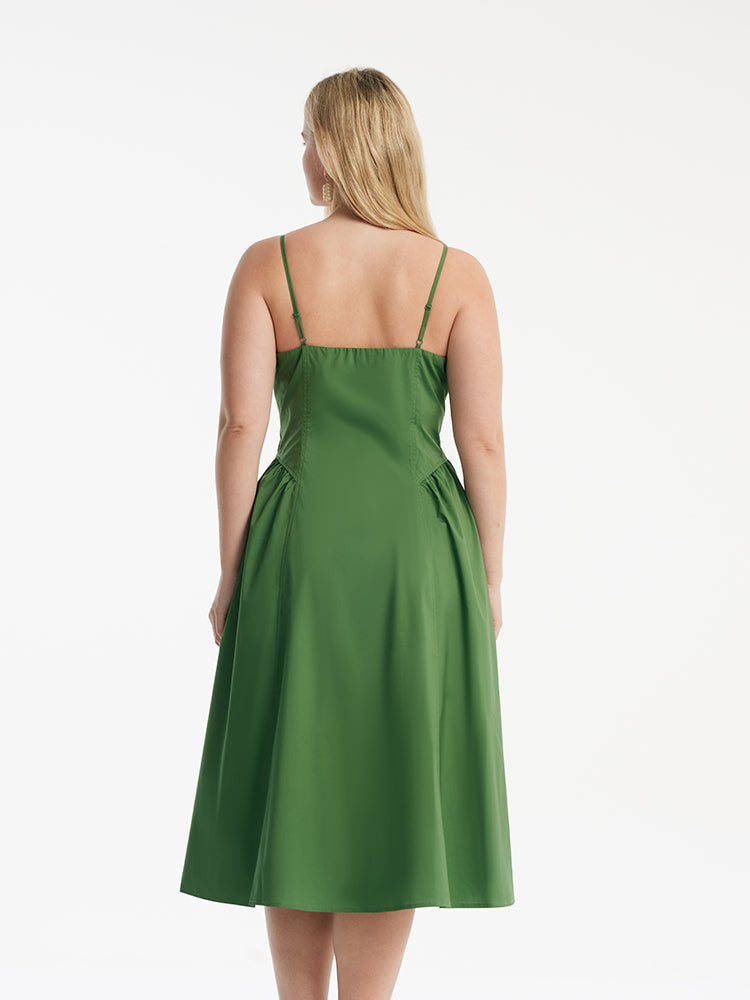 Gathered Waist Spaghetti Strap Women Midi Dress With Detachable Bra Pa ...