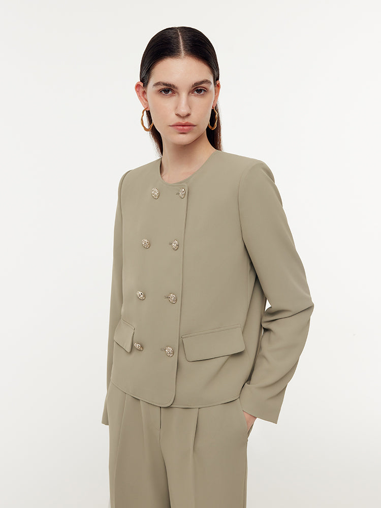 Stretch Double-Breasted Women Jacket – GOELIA