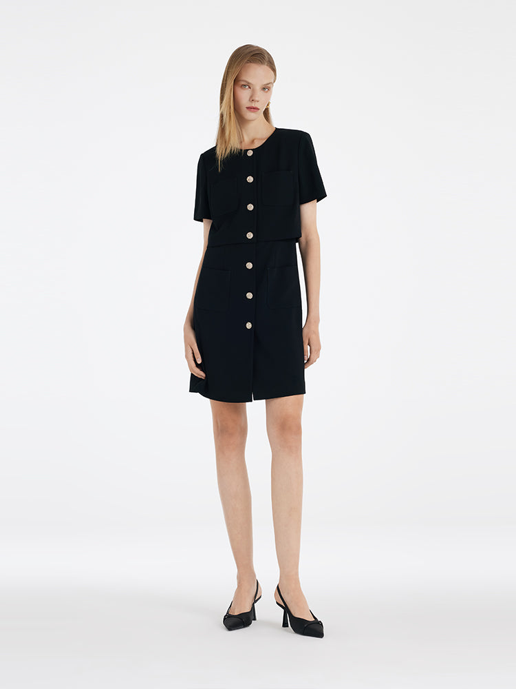 Triacetate Double-Layer Single-Breasted Women Mini Dress – GOELIA
